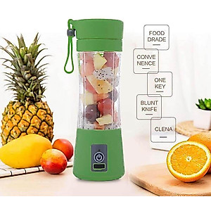 Generic Portable Blender USB Rechargeable Best Personal Blender for Shakes and Smoothies, with 4 Ultra-sharp Blades for Travel, Office & Sports (Green), SMALL