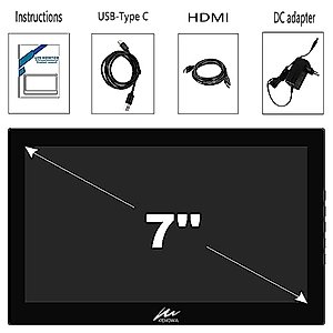 Kenowa Portable Monitor Touchscreen, 7 inch Small Monitor HD 1024x600 Mini Display Dual HDMI Port External Monitor for Raspberry Pi Laptop PC Phone Xbox PS4/5 Switch Built-in Speakers