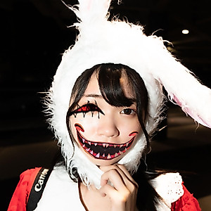 26pcs Halloween Face Big Mouth Fake Tattoos for Adults, Scary Prank Makeup Joker Temporary Tattoo Kit Women, Halloween Horror Clown Fake Face Stickers Kids (Big Face)