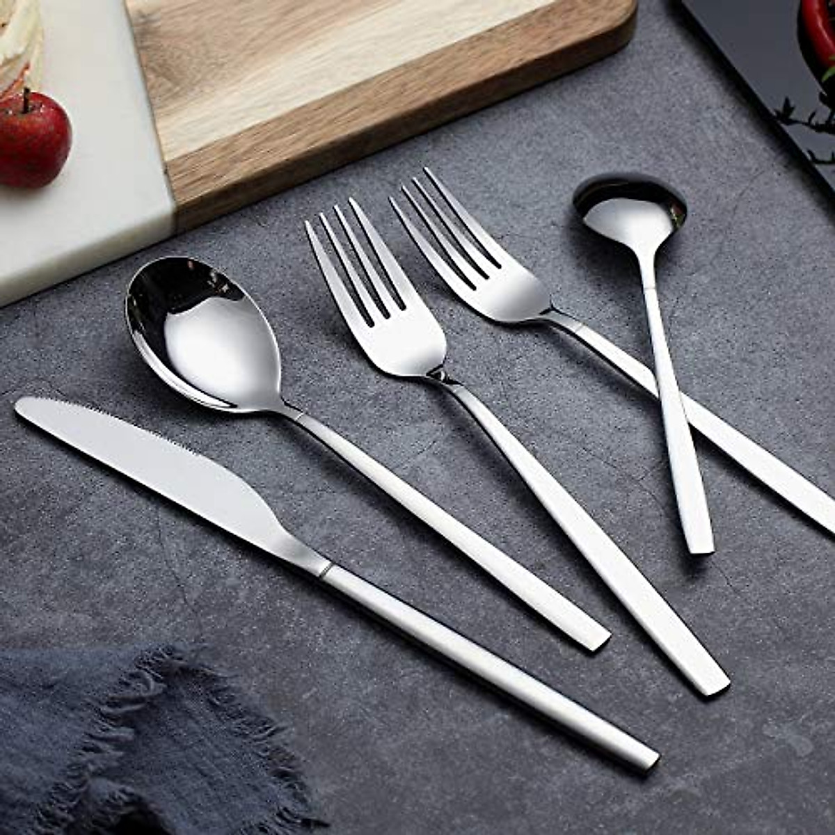 Berglander Flatware Set 40 Pieces, Stainless Steel Flatware Set, Silverware Set Service For 8