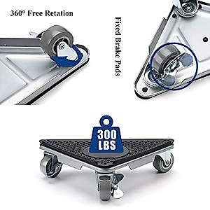 WEPUMP Furniture Moving Dolly 3 Wheels Heavy Duty Wheel Movers Lockable Lifter Mover Tool Set 4 Pack for Object, 1200 LBs Load Capacity