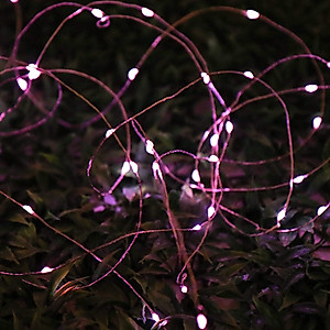 YiShine 200 LED Solar Wire Lights 72FT String Fairy Lights with 8 Modes Outdoor Waterproof Pink Lights for Home Garden Patio Wedding and Party Bright Light Festival Decoration
