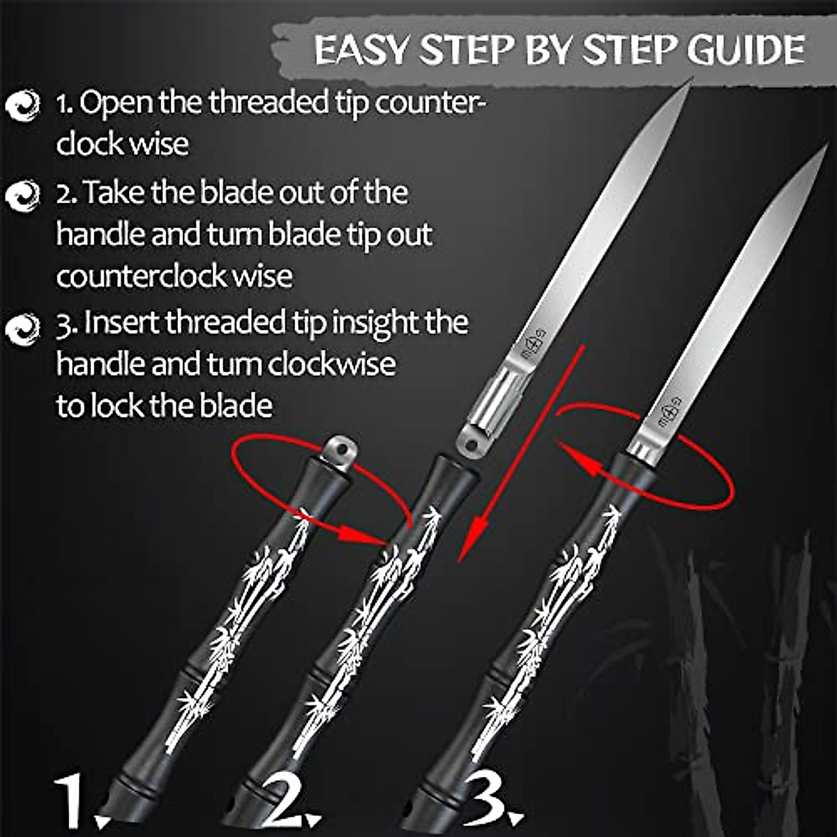 GOOD WORKER Japanese Utility Knife - Letter Opener - Envelope Opener - Mail Opener - Small Black Fixed Blade Knife for Men Women - Kubaton - Secret Santa Gift 130129