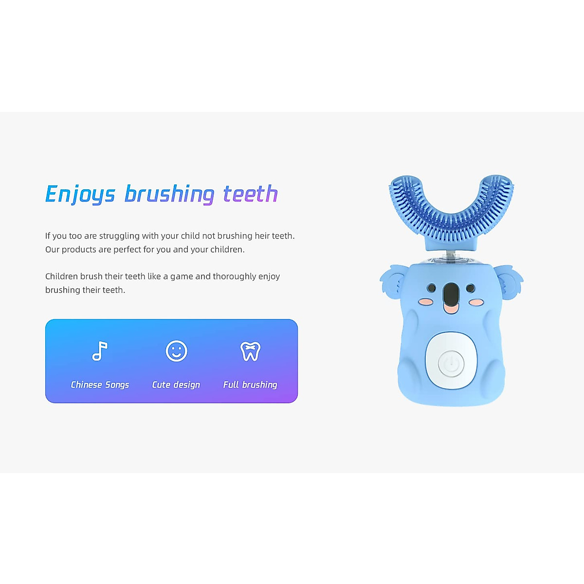 Kids Electric toothbrushe and Foam toothpaste, Children U Shaped Ultrasonic Automatic Toothbrush with 3 Brush Heads, 3 Cleaning Modes, Automatic Timer Tooth Brush for toddler, (Age 2-8,Bue) (Bue)