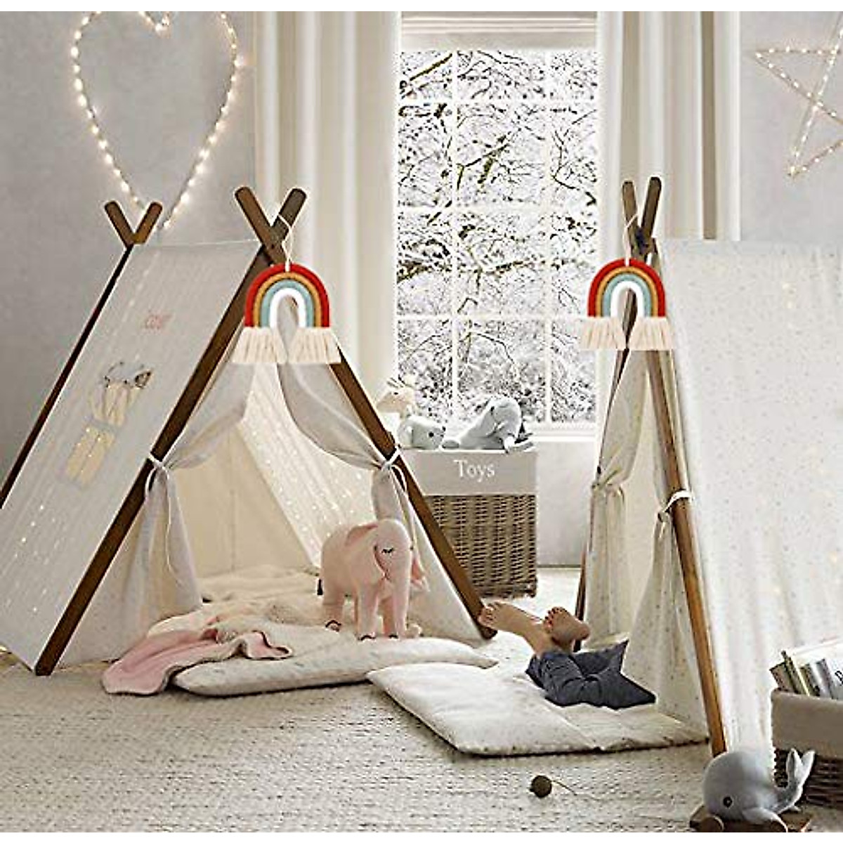 Rainbow Wall Hanging,Rainbow Wall Art,Handmade Macrame Rainbow Wall Decor for Nursery Kids Room Home Decor