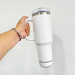 Zidech Music Speaker Tumbler Bluetooth-40 oz tumbler with handle and straw-Insulated Travel Mug - Music Coffee Cup (White)