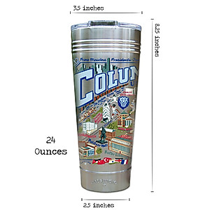 Catstudio Columbia University Collegiate Thermal Tumbler | Triple Wall Insulation With Non Slip Bottom | Great College Travel Cup for Water, Coffee, Tea, or Smoothies