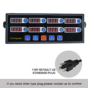 Professional Commercial 8 Channels Digital Kitchen Timer Loud Alarm for Restaurant Kitchen, Black