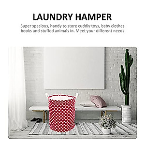 Zerodeko Drawstring Laundry Hamper Dirty Clothes Basket Collapsible Clothes Hamper Folding Clothes Container Storage Bin with Handle for Home Bedroom Organization Red