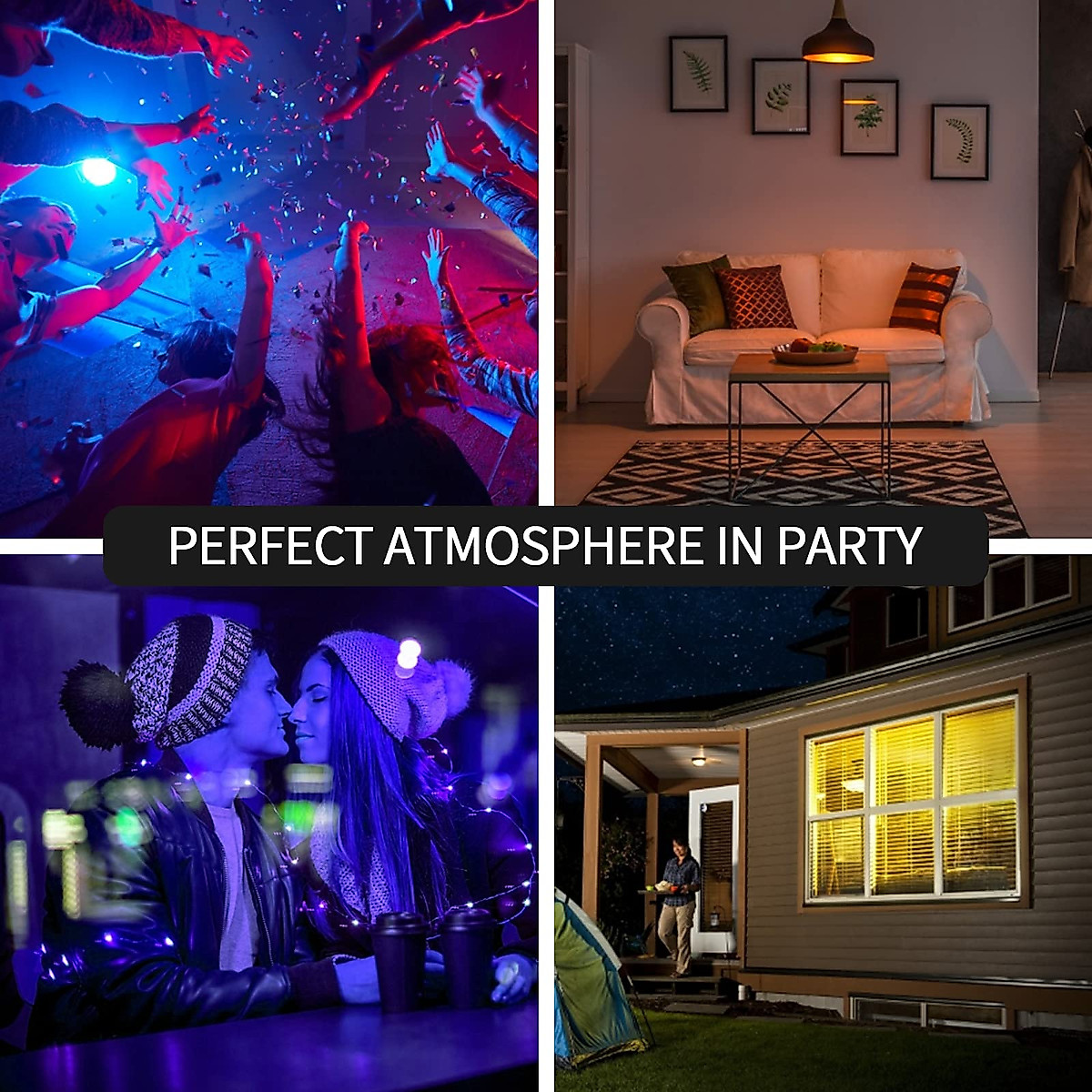 Red Light Bulb 9W (60W Equivalent) E26 Base, LED Colored Light Bulbs for Halloween Christmas Party Holiday Lighting 4-Pack