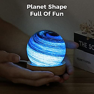 SupBri Glass Moon Lamp Galaxy Lamp 2.99 inch 3D Planet Lamp Moon Light with 3 Colors,Led Moon Night Light Gift for Girls Boys Kid Birthday Valentine's Day Gift (Starry Sky)