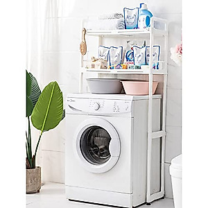 Articles for daily use Above Washer Dryer Adjustable Storage Shelf, 2-Tier Space Saving Rack Bathroom Organizer, Laundry Room Shelving Units Over The Washing Machine White
