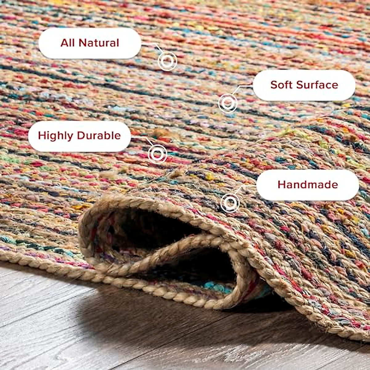 nuLOOM Aleen Bohemian Cotton/Jute Area Rug, 4x6, Multi