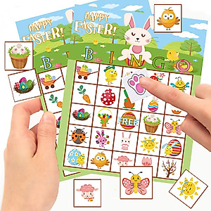 Funnlot Easter Games for Party Easter Bingo Game for Kids with 24 Players Easter Party Supplies for Family Classroom Activities