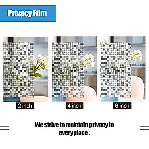 Yenhome Frosted Window Film Privacy Static Cling Window Film Decorative Window Film 3D Mosaic Window Sticker Sun Blocking Anti UV Glass Film for Door Bathroom Home Office Heat Control 17.7x118 inch