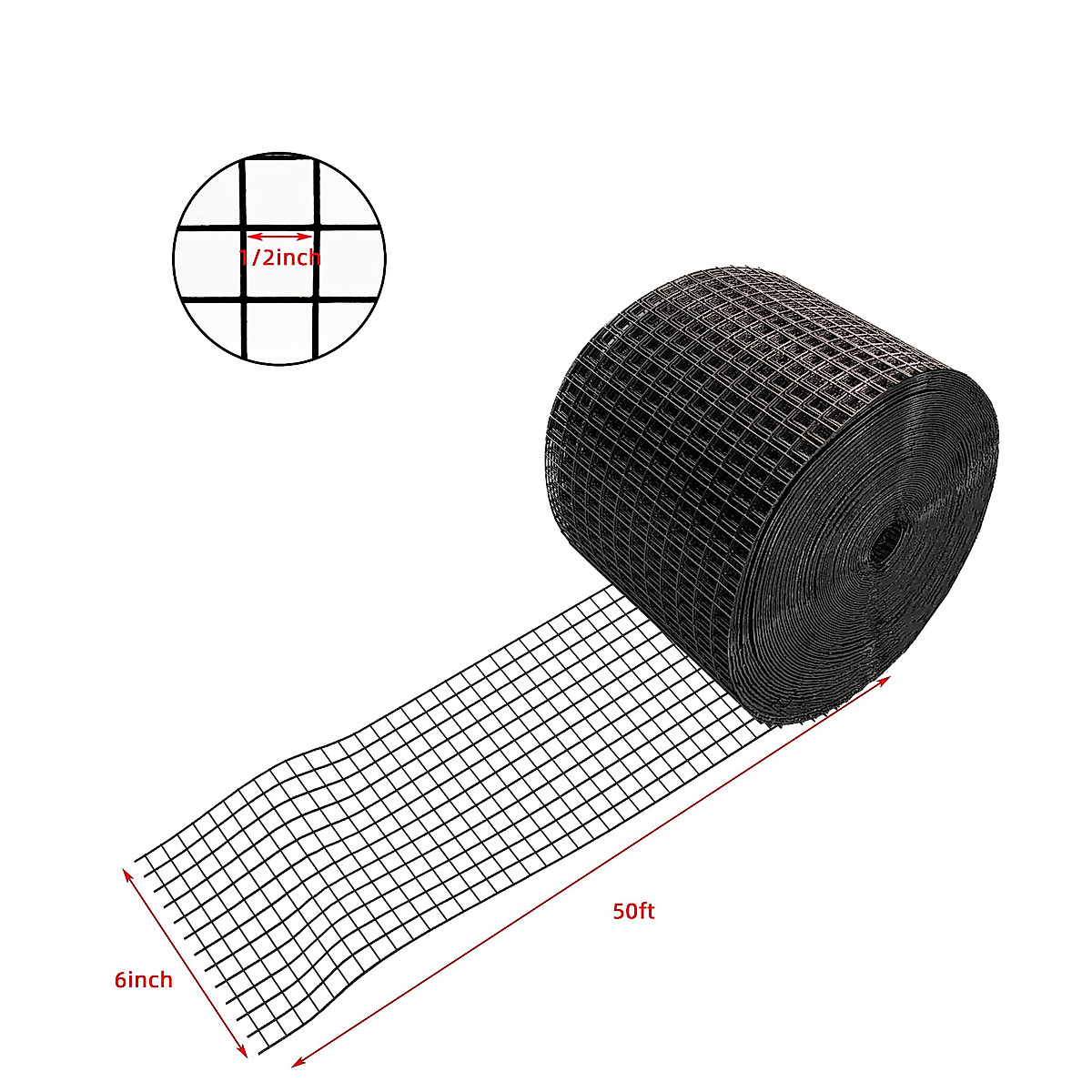 PATIOSIR Solar Panel Bird Wire Screen Protection 6" x 50ft, Guard Kit Protect Solar Panels from Rodents, Squirrel, PVC Coated Galvanized Steel Roll with 30 Fastener Clips