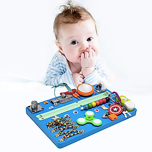 EBIOO Montessori Locks & Latches Board Blue Busy Board Educational Board Writting Board