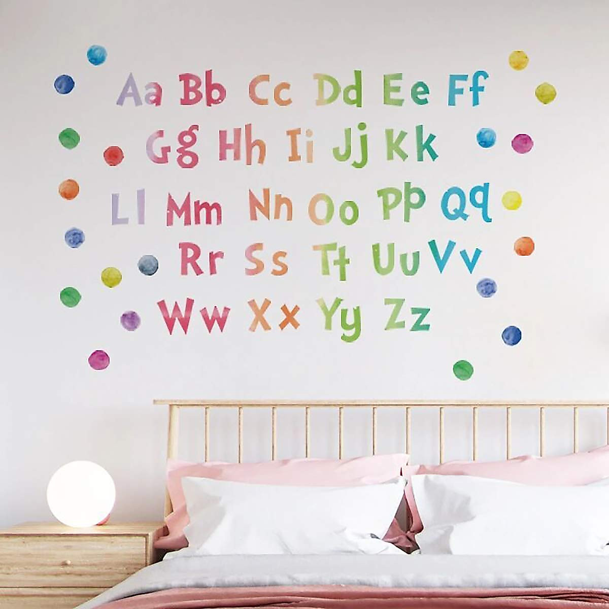 ABC Wall Decals Classroom DIY Removable Watercolor Dot Educational Alphabet Wall Stickers Kids Bedroom Nursery Playroom Art Mural Decor…