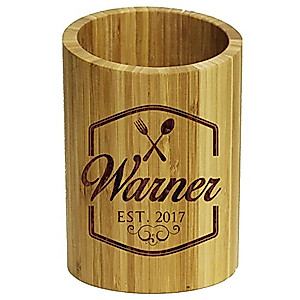 Personalized Kitchen Utensil Tool Holder Caddy Organizer Storage - Custom Monogrammed - Round