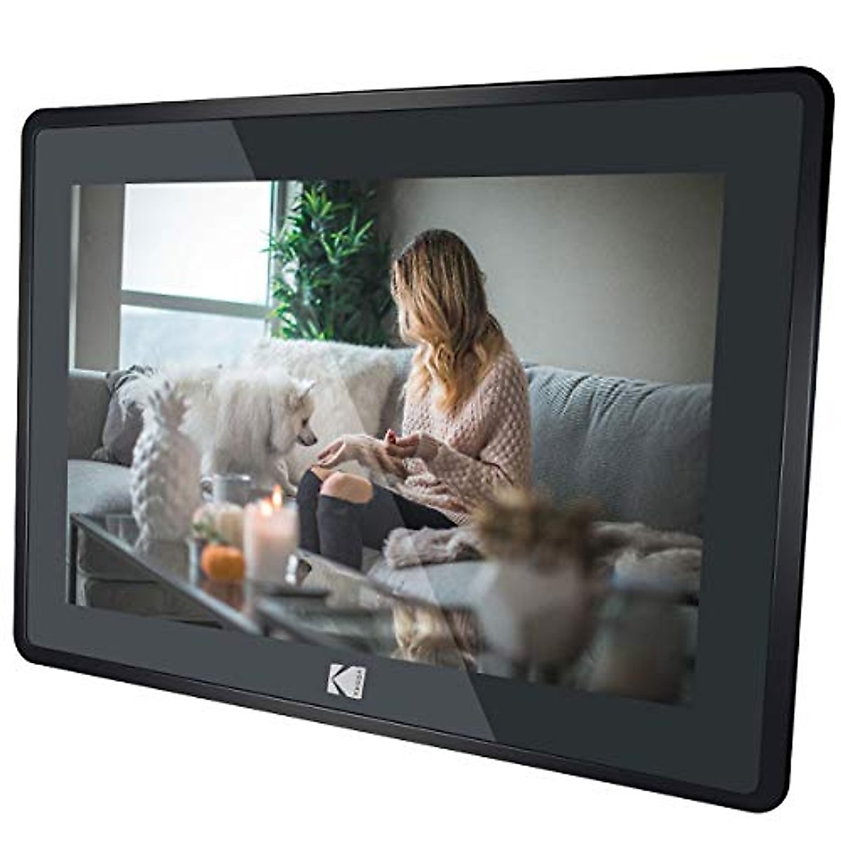 Kodak 10-Inch Touch Screen Digital Picture Frame, Wi-Fi Enabled with 16GB of Internal Memory, HD Photo Display and Music/Video Support Plus Clock, Calendar, Weather and Location Updates - Matte Black