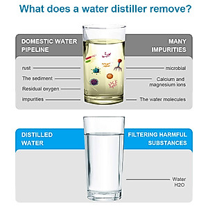 DC HOUSE 1Water Distiller, 304 Stainless Steel Home Countertop Distiller Water Machine, Distilled Water Maker, Distill Distilling Water Purifier Distillers to Make Clean Water