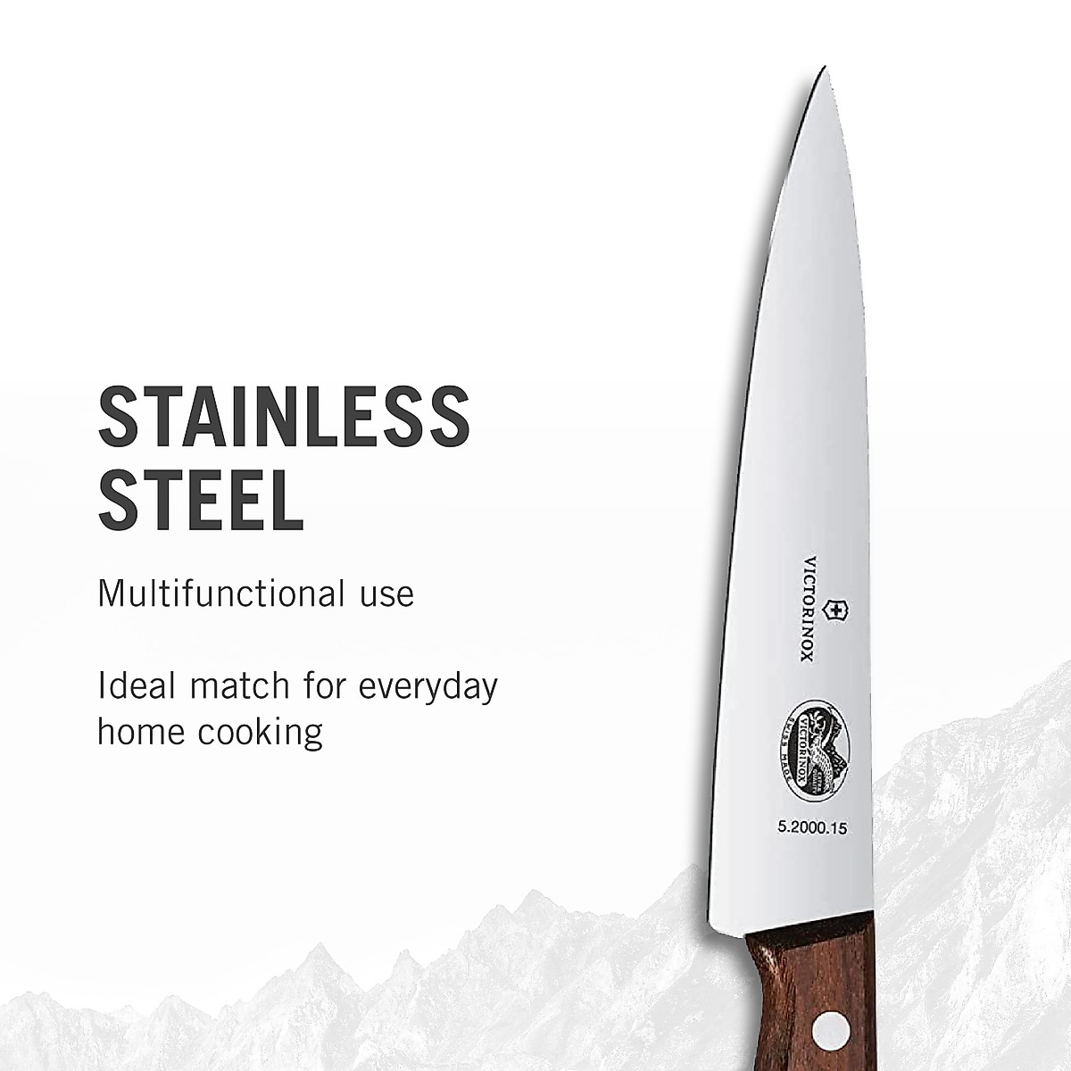 Victorinox Rosewood Chef's Knife - Premium Cooking Knife for Kitchen Accessories - Kitchen Knife Cuts Meat, Fruit, Vegetables & More - Wood Handle, Straight Edge, 6"