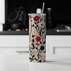 Medpol roses insulated tumblers coffee cup Gift，roses Drinking Glasses-Tea Cup-Coffee Mug tumbler with lid and straw 20 oz insulated tumbler cups