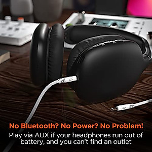 HyperGear Vibe Wireless Bluetooth Headphones with Mic, Noise Isolating Fit, Memory Foam Ear Cup & Quick paring for Travel, Home Office, Online (Black)