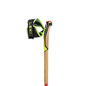 LEKI Mezza Race Aluminum Lightweight Ski Poles for Ski Mountaineering & Backcountry Skiing - Bright Red-Black-Neonyellow - 125 cm