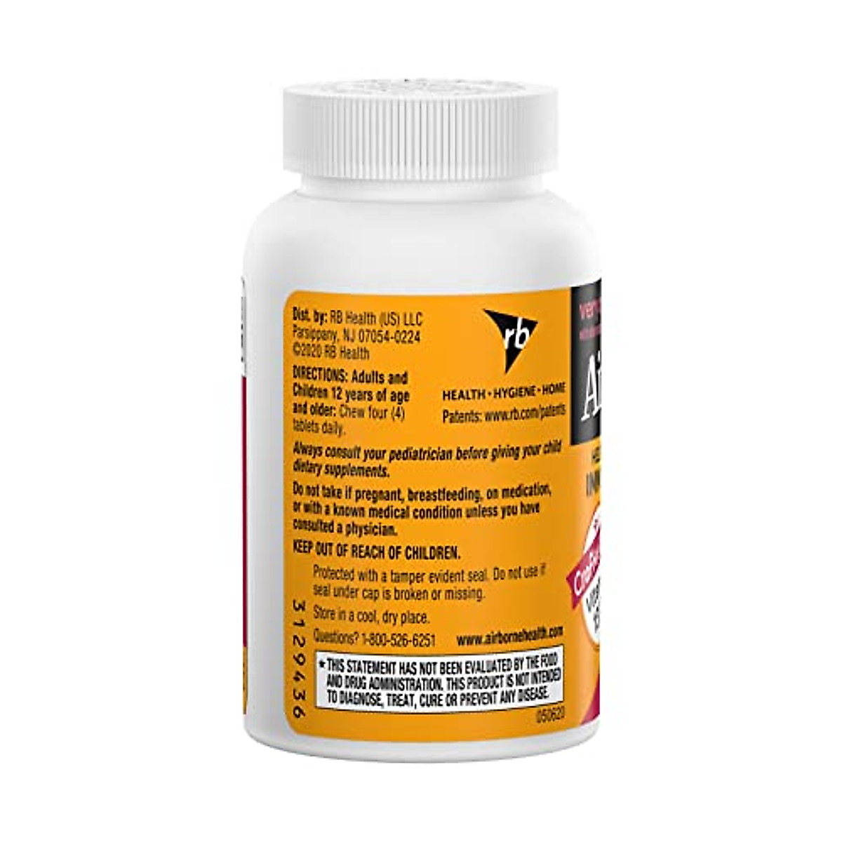 Airborne Vitamin C 1000mg (per serving) - Very Berry Chewable Tablets (32 count in a box), Gluten-Free Immune Support Supplement, With Vitamins A C E, ZINC, Selenium, Echinacea & Ginger, Antioxidants