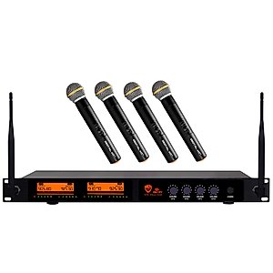 Nady DW-44 Quad Digital Wireless Handheld Microphone System Ultra-Low Latency with QPSK Modulation - Four XLR and Mixed 1/4" outputs - Fixed Frequency