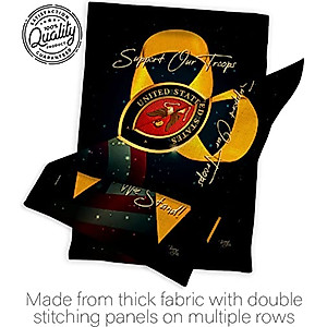 Support Marine Corps Burlap Garden Flag - Set Wood Dowel Armed Forces USMC Semper Fi United State American Military Veteran Retire Official - House Banner Small Yard Gift Double-Sided 13 X 18.5