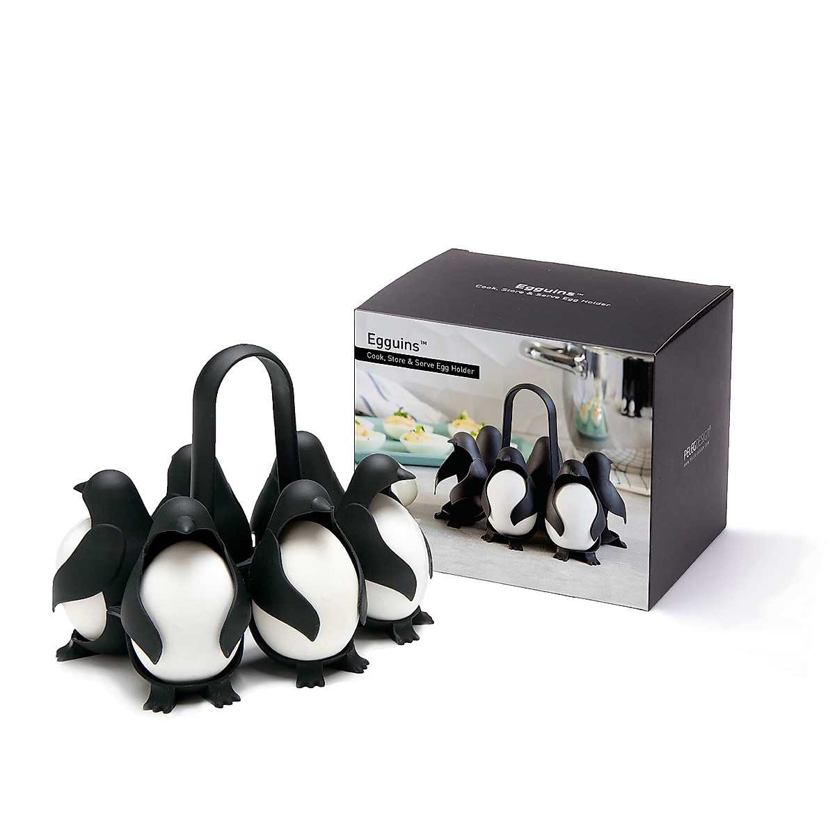 PELEG DESIGN Egguins 3-in-1 Cook, Store and Serve Egg Holder + Arthur- Soft or Hard Boiled Egg Cup Holder With a Spoon Included Bundle