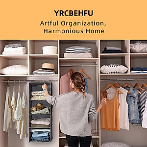 YRCBEHFU 2 Packs Hanging Closet Organizer, 6-Shelf Closet Organizers and Storage with Side Pockets, Collapsible Hanging Shelves for Closet & RV & College Dorm,Beige