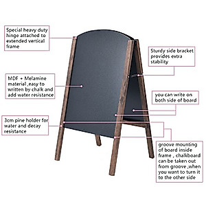 GOFLAME A-Frame Chalkboard 18 x 31.5", Standing Sidewalk Easel Double-Sided, Wooden Folding Chalkboard Sandwich Sign for Office Cafe Teaching