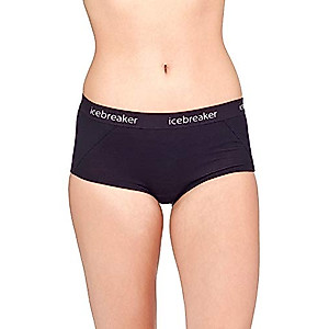 Icebreaker Merino Sprite Hot Pants Underwear for Women, Merino Wool Base Layer - Lightweight, Soft Women’s Panties for Cold Weather Activities - Thermal Underwear, Black, Small