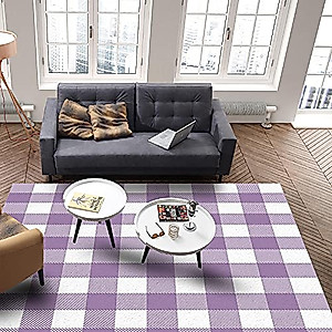 ARTSHOWING Lavender Purple Plaid Large Area Rug 2' x 3', Durable Indoor Outdoor Rugs with Non-Slip Backing for Bedroom Living Room Nursery Kids Home Decor, Fresh Pattern
