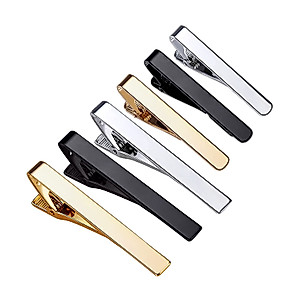 Classic Style Men's Tie Clips, Viaky Neck Ties Necktie Bar Pinch Clip with Gold Silver Black 3 Tone, Best Gifts for Your Father, Lover and Friends in Xmas, Anniversary, Wedding, Party, Meeting