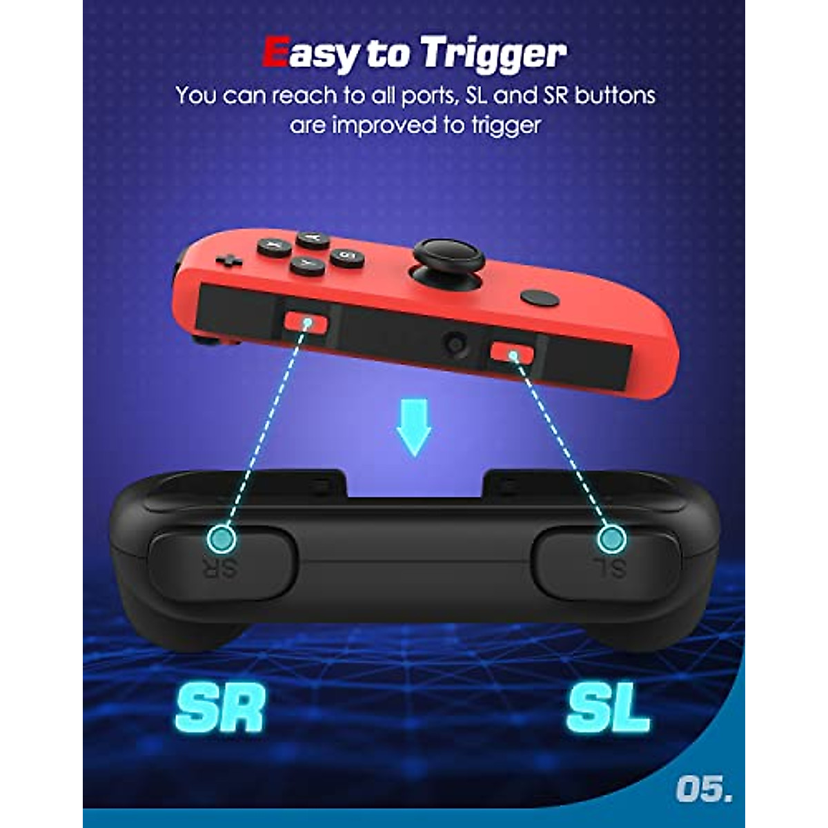 MoKo Grip for Nintendo Switch OLED Model Joycon & Switch Joy-Con, [2-Pack] Ergonomic Hand Grip Controller Handle Kit Compatible with Nintendo Switch/Switch OLED 2021 Joy Cons Controllers, Black