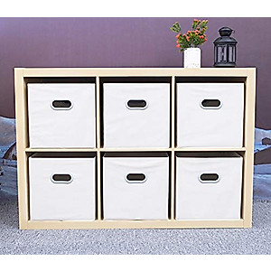 MAX Houser Fabric Storage Bins Cubes Baskets Containers with Dual Plastic Handles for Home Closet Bedroom Drawers Organizers, Flodable, Beige, Set of 6 (Beige)