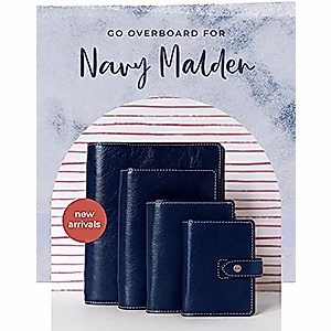 Filofax Malden Personal Navy Leather Organizer Agenda Calendar Bundle with DiLoro Ballpoint Pen (Navy 2022 with Pen, Personal Paper Size 6.73'' x 3.74''), 028614-22-DLP