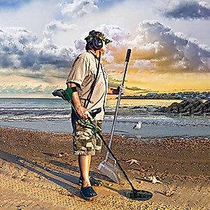 Shaledig Sand Scoop for Metal Detecting, 304 Stainless Steel Shovel Scoop for Metal Detecting for Adults, Rust-Proof Sand Scoops for Treasure Hunting, Handheld with Long Heavy Duty Handle Pole Design