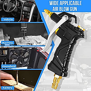 Air Compressor Accessories - Air Gun Blower - Air Blow Gun - Pneumatic Tools - Air Gun for Compressor - Air Guns with 2 Steel Air Extensions, Brass Adjustable Air Nozzles, and Universal Blowing Hoses