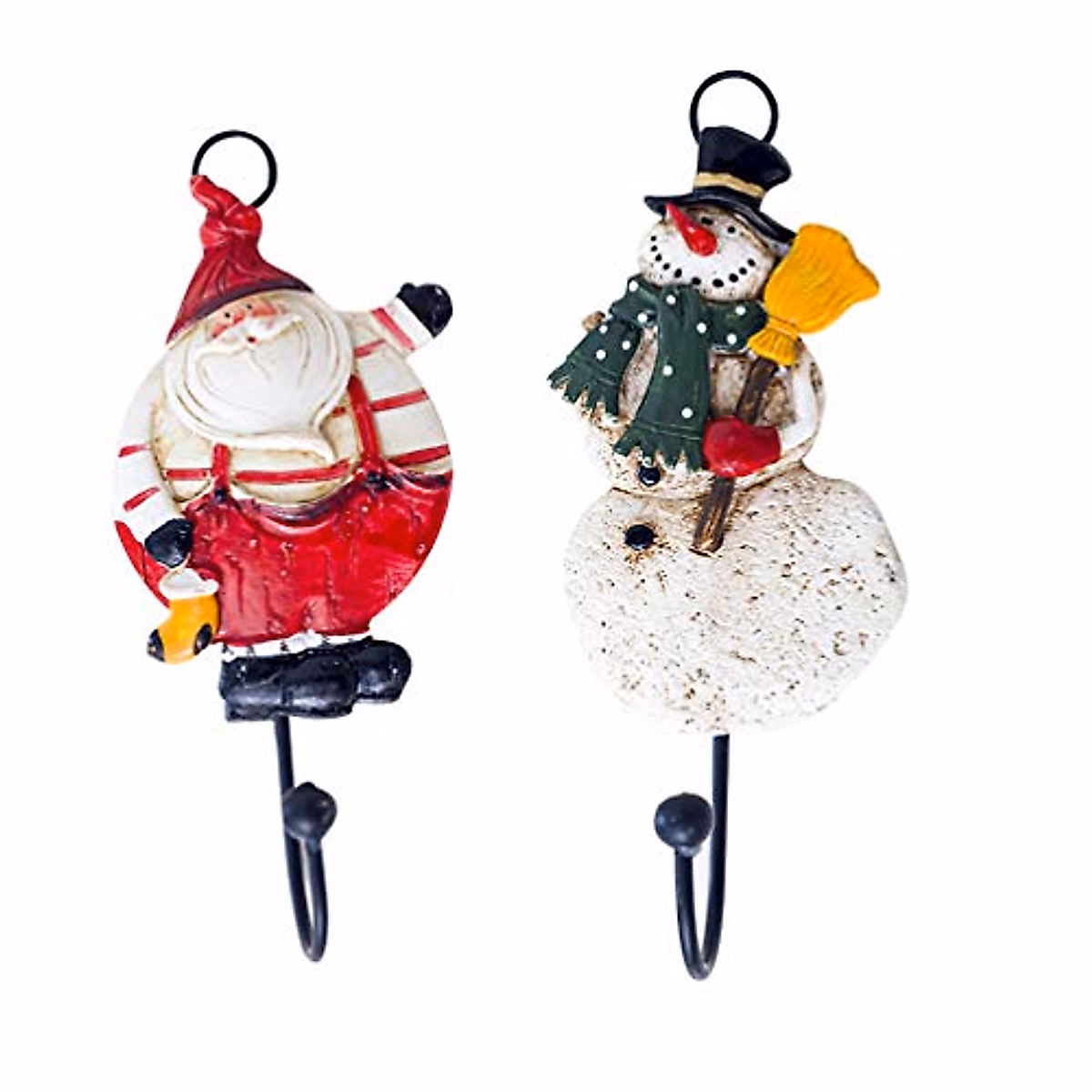 DOITOOL 2pcs Christmas Decorative Hooks Hat Rack Hanger Wall Mounted Christmas Stocking Holder Towel Hooks for Hanging Keys Hats Bags Robe Entryway