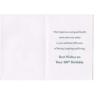 Designer Greetings Blue Leaves and Vines on White Background Age 100 / 100th Birthday Card for Him