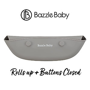 Silicone Bibs for Babies with Food Catcher - Waterproof Roll Up and Button. Quality, Extra Thick Toddler Silicone Bib 2-Pk