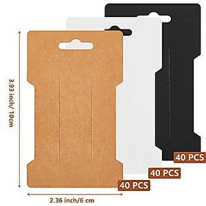 Outus 120 Pieces Hair Clip Display Cards - 6 x 10 cm Kraft Paper Rectangular Card Holders for Hair Bows, Barrettes, and Accessories Organizing in 3 Colors