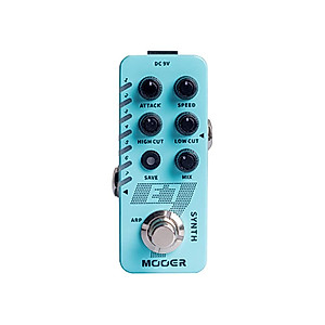 MOOER E7 Polyphonic Guitar Synth Pedal with Trumpet, Organ, Sea wave, Weeyo, Saw wave, 8 bits, EDM, Pad Synthesizer Effects and (Power Supply