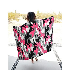 Catalonia Camo Sherpa Throw Blanket, Fuzzy Snuggle Blanket for Camping Traveling Couch Bed, Super Soft, Light Weight, Reversible, All Season Use, 50x60 inches