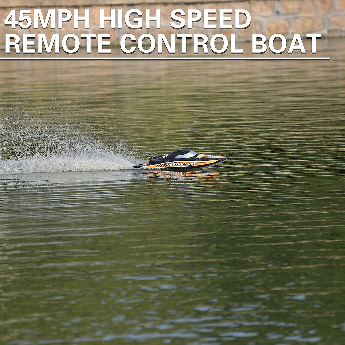 VOLANTEXRC Brushless Remote Control Boat VectorSR80 45MPH High-Speed RC Boats for Adults Ready to Run Waterproof Design Fast RC Boat with Self-Righting for Lake & River Toy Gifts (798-4 RTR)